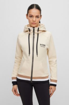 BOSS - Reitsport-Hoodie aus Baumwolle mit Signature-Streifen und ...