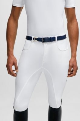 BOSS - Equestrian belt with embroidery and signature stripe