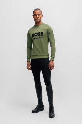 BOSS - Olijfgroen sweatshirt voor ruiters met schoudervullingen