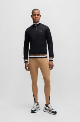 BOSS - Equestrian sweater in black with signature stripes and logos