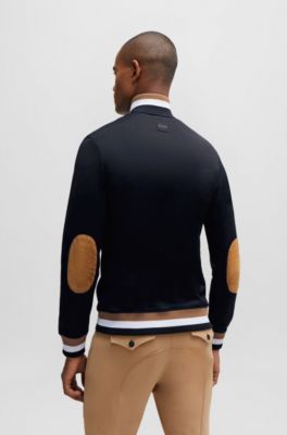 BOSS - Equestrian sweater in black with signature stripes and logos