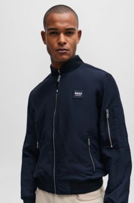 BOSS - Equestrian bomber jacket with zipped sleeve pocket