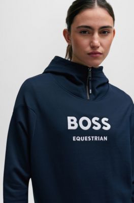 BOSS - Equestrian zip-up hoodie with silicone logo patch