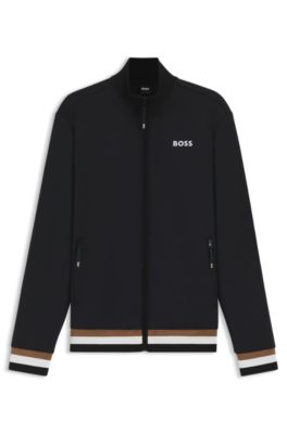 BOSS - Equestrian zip-up jacket with signature-stripe trims - Black