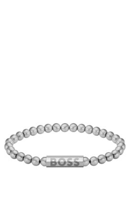 BOSS - Silver-tone cuff with logo closure - Silver tone