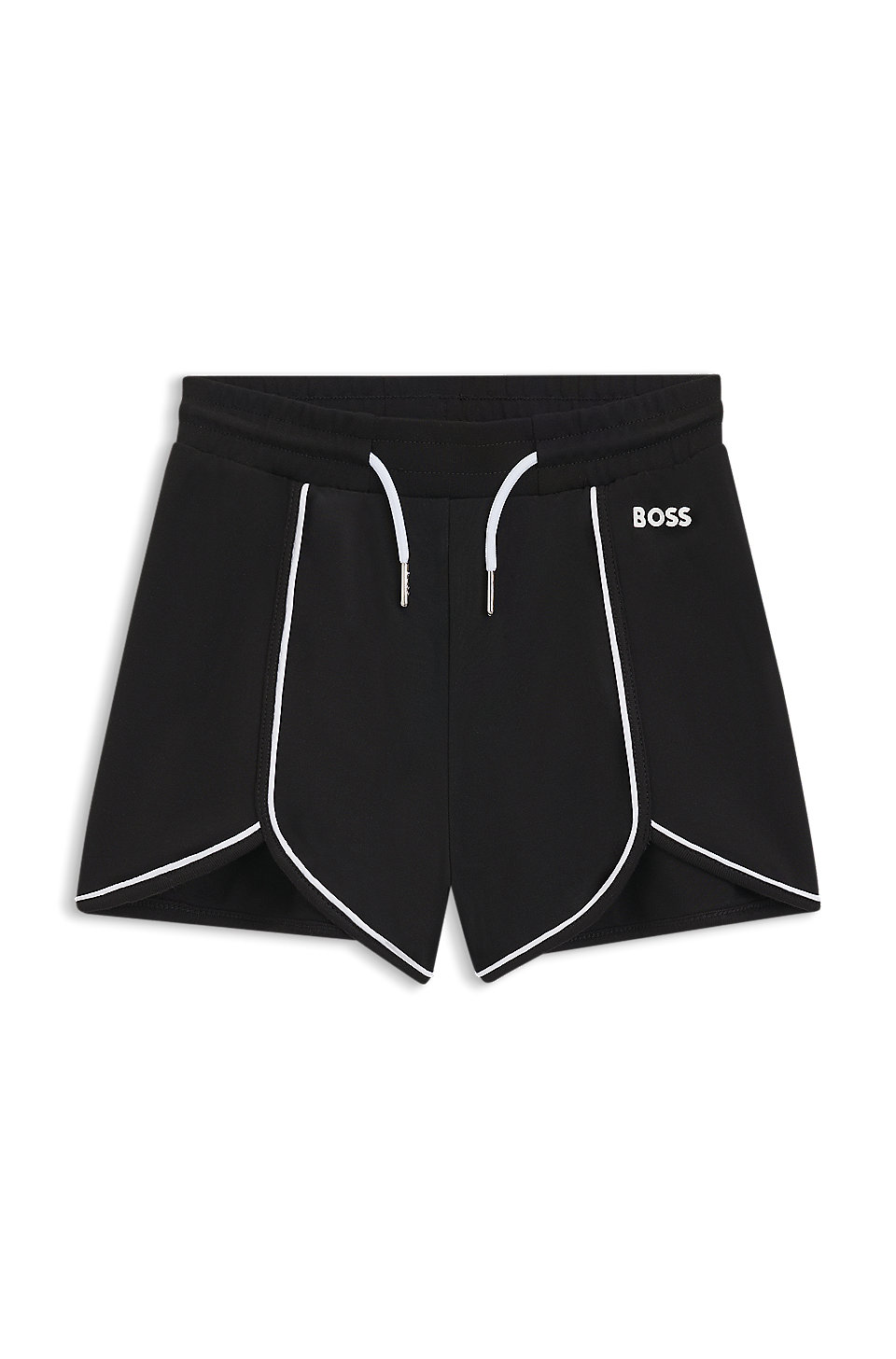 BOSS - Barnshorts i stretchmaterial med kantband och logga - Svart BOSS - Barnshorts i stretchmaterial med kantband och logga - Svart