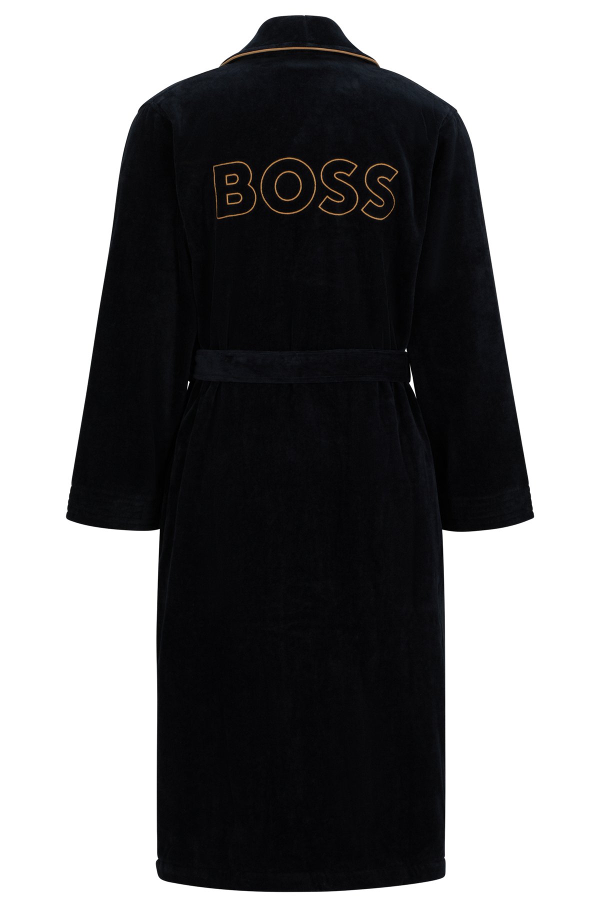 BOSS - Bomullsmorgonrock med kantband och broderad logga BOSS - Bomullsmorgonrock med kantband och broderad logga
