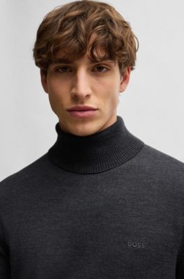 BOSS - Jersey regular fit con cuello vuelto de lana merina extrafina