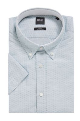 BOSS - Slim-fit shirt in cotton-blend dobby