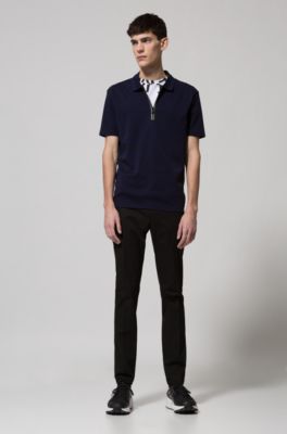 HUGO - Polo shirt in interlock cotton with contrast zipper detail