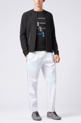 BOSS - Crew-neck T-shirt with multi-colored logo print - Black