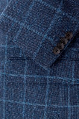 BOSS - Slim-fit blazer in check virgin-wool blend