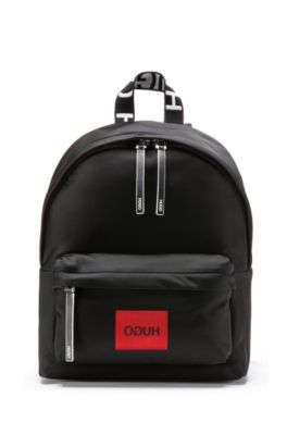 Hugo Reverse-logo Backpack In Nylon Gabardine With Woven Patch In Black ...