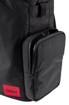 HUGO - Reverse-logo backpack in ripstop fabric