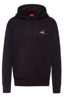 Hugo Boss - Cotton-fleece hoodie with reflective golden sun prints