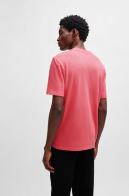 BOSS - Bubble-jacquard structure T-shirt in a cotton blend - Dark pink