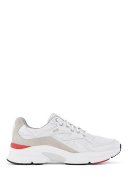 Hugo Boss - Running-inspired trainers in leather, suede and open mesh