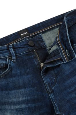 BOSS - Extra-slim-fit jeans in indigo super-stretch denim - Dark Blue
