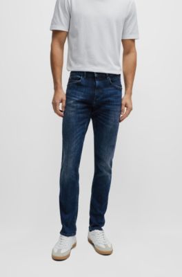 BOSS - Extra-slim-fit jeans in indigo super-stretch denim - Dark Blue