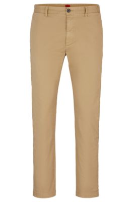 HUGO - Slim-fit chinos in stretch-cotton gabardine