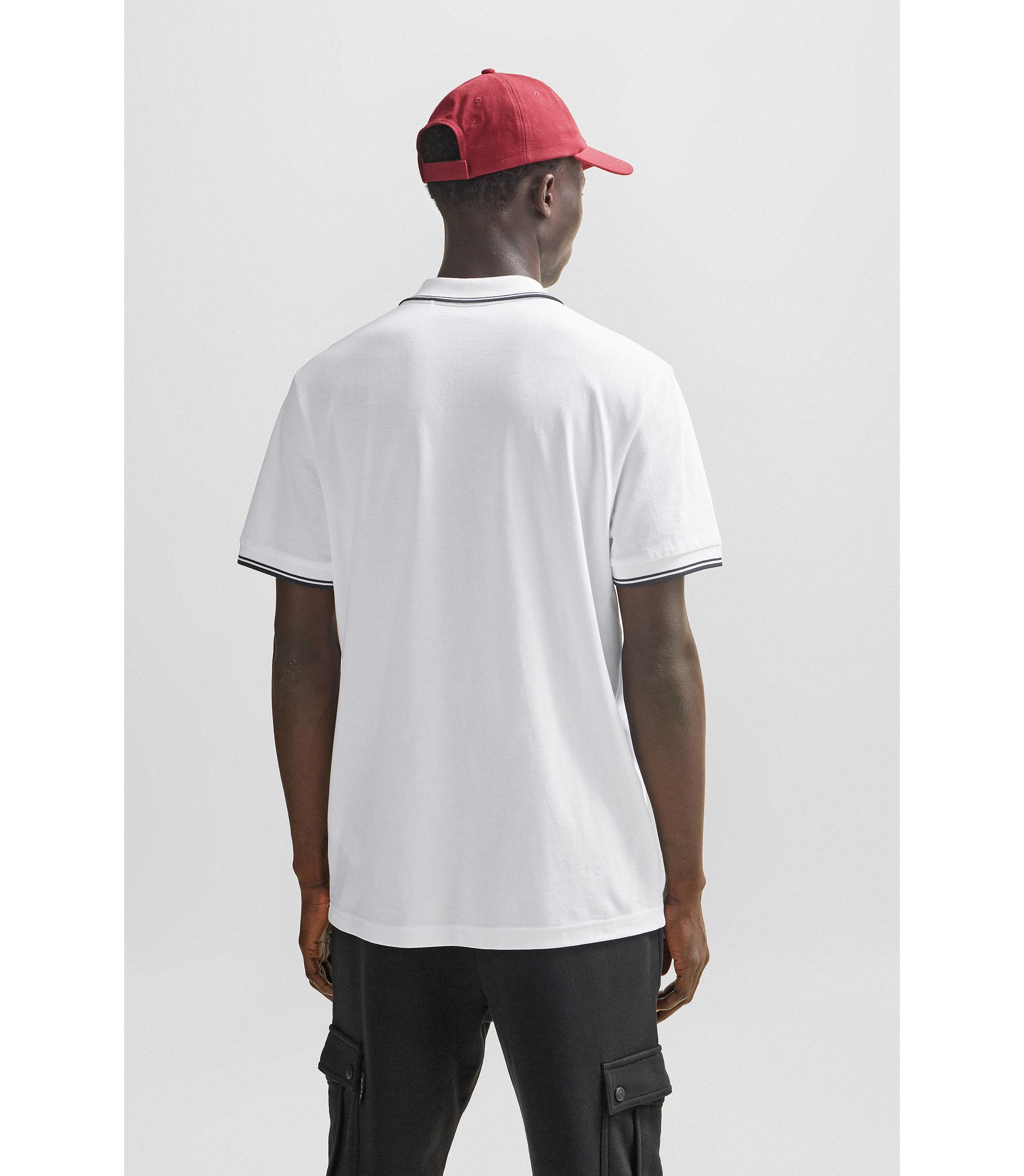 BOSS - Cotton-piqué polo shirt with contrast logo and BOSS - Cotton-piqué polo shirt with contrast logo and