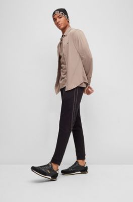 BOSS - Running-style trainers in mixed materials with raised logo - Black