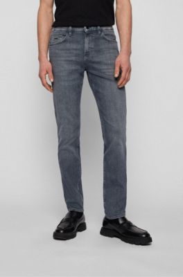 BOSS - Slim-fit jeans in gray Italian cashmere-touch denim - Grey