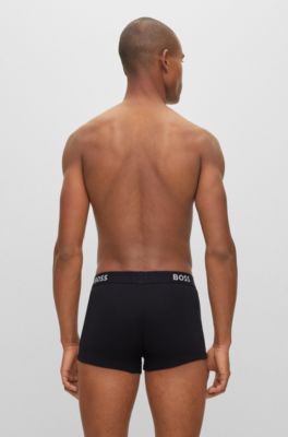BOSS - Five-pack of ribbed-cotton trunks with logo waistbands