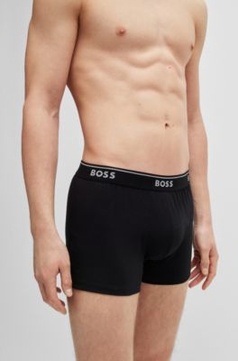 BOSS - Three-pack of cotton trunks with logo waistbands - Black
