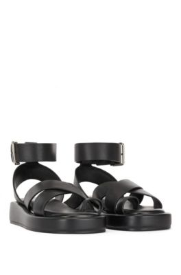 BOSS - Italian-leather sandals with thick upper straps