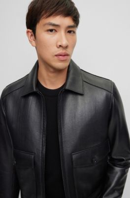 Hugo boss men's jacket leather online