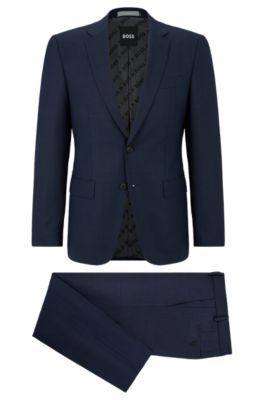 BOSS - Traje slim fit en lana virgen con elástico técnico y motivo a ...
