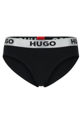 HUGO - Stretch-cotton regular-rise briefs with logo waistband