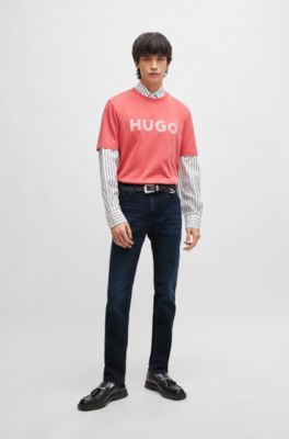 HUGO - Slim-fit jeans in blue-black stretch denim - Dark Blue