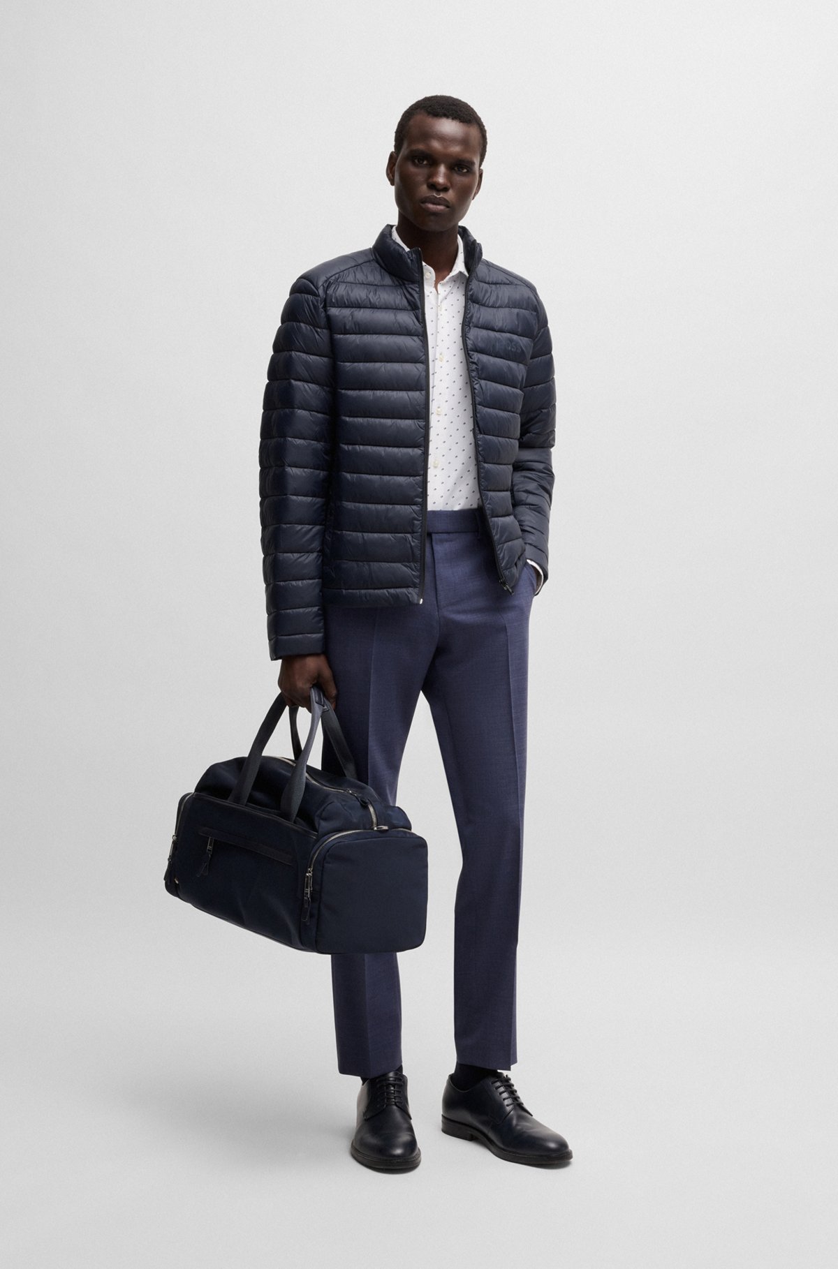 BOSS - Water-repellent padded jacket with tonal logo - Dark Blue BOSS - Water-repellent padded jacket with tonal logo - Dark Blue