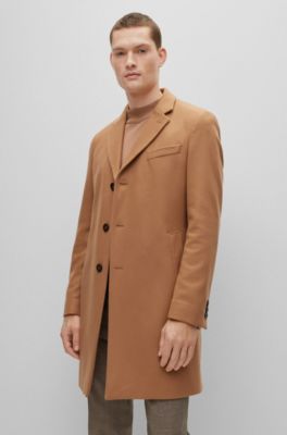 BOSS - Slim-fit coat in a virgin-wool blend - Brown