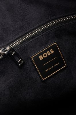 BOSS - Italian-leather holdall with detachable padlock and key holder ...