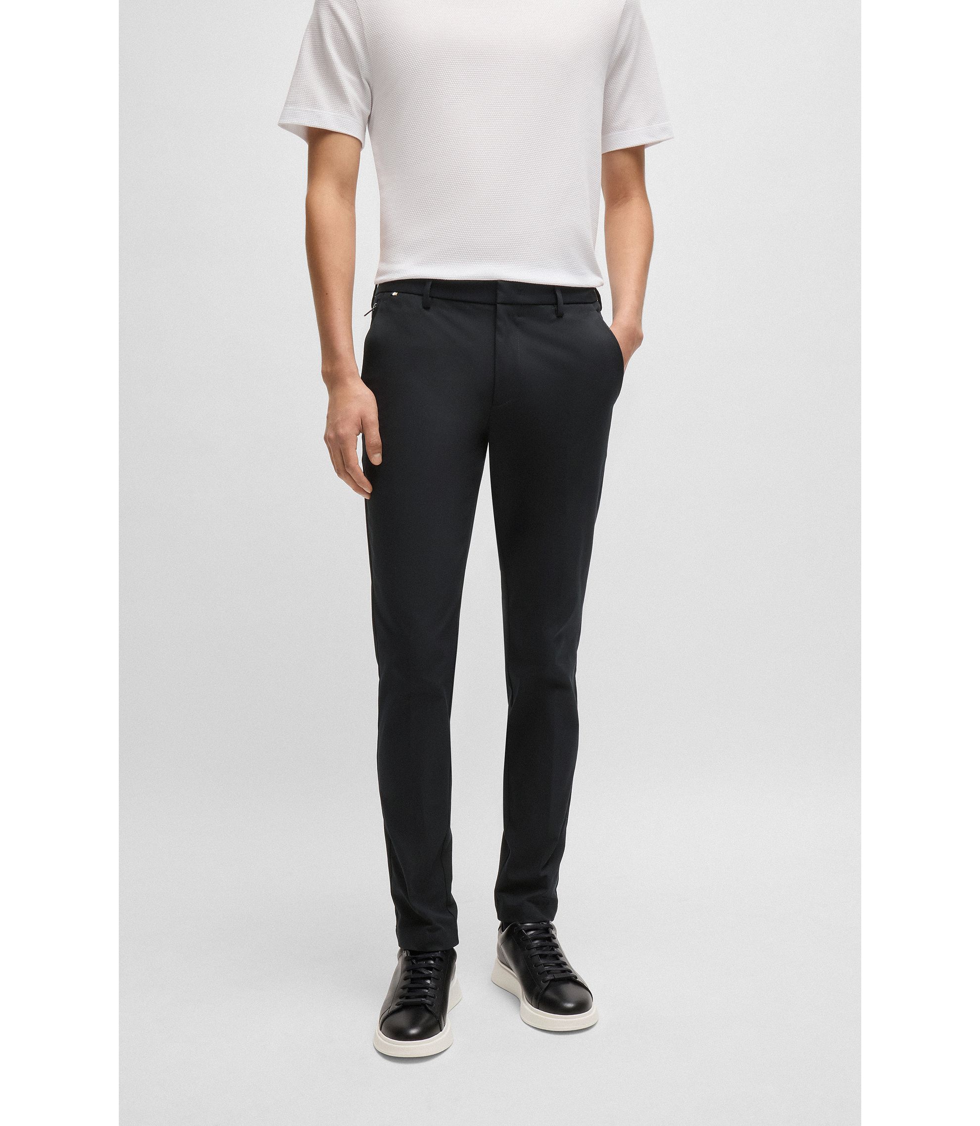 BOSS - Slim-fit trousers in stretch cotton - Black BOSS - Slim-fit trousers in stretch cotton - Black