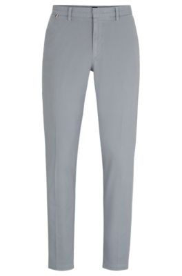 BOSS - Chinos slim fit en tejido de gabardina de algodón elástico - Plata