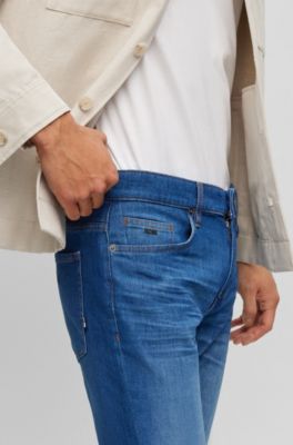 BOSS - Slim-fit jeans in super-soft blue Italian denim - Blue