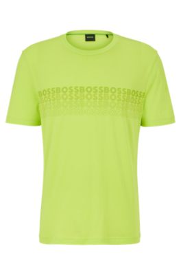BOSS - Crew-neck T-shirt in cotton with multi-colored logos - Green