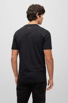 BOSS - Stretch-cotton T-shirt with circle logo prints - Black