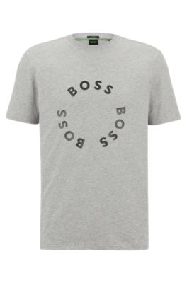 BOSS - Stretch-cotton T-shirt with circle logo prints - Light Grey