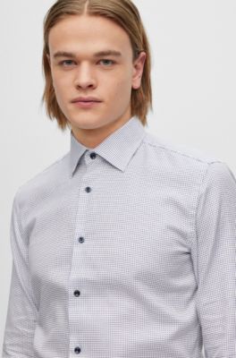 BOSS - Slim-fit shirt in structured Italian cotton