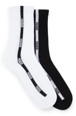 HUGO - Two-pack of quarter-length socks with logo tape - Black