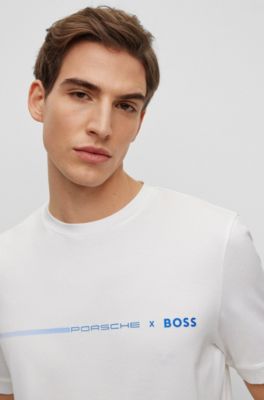 BOSS - Porsche x BOSS mercerized-cotton T-shirt with exclusive branding ...