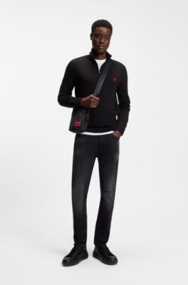 HUGO - Reporter bag with red rubber logo label - Black