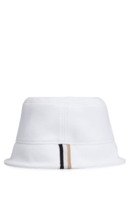 BOSS - Cotton-piqué bucket hat with logo detail - White
