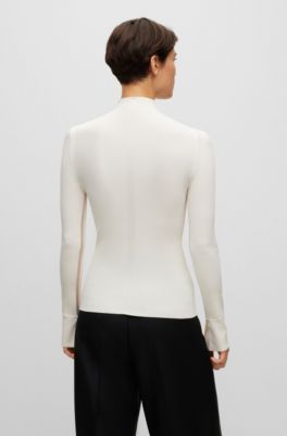 BOSS - High-neck sweater in a ribbed knit