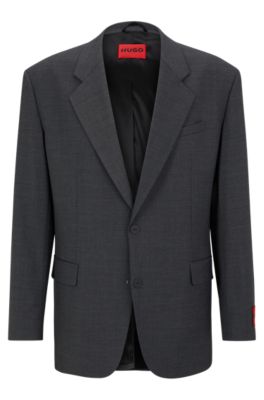 HUGO - Oversized-fit jacket in performance-stretch fabric - Dark Grey
